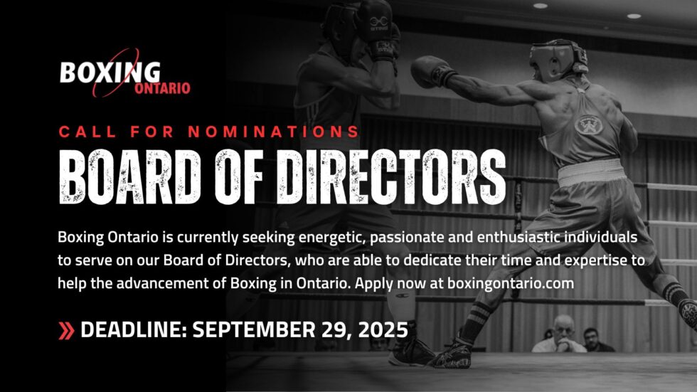 CALL FOR NOMINATIONS | Boxing Ontario Board of Directors | Boxing Ontario